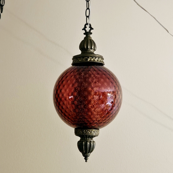 Empoli | Other | Red Dimpled Vintage Murano Glass Globe Hanging Light ...